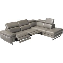 Ecksofa Egoitaliano, B:278cm H:100cm T:221cm, grau, LEDER BACIO hat eine weiche und wachsartige Hand mit halb undurchsichtigem Aussehen. Es handelt