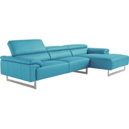 Ecksofa Egoitaliano, B:287cm H:94cm T:165cm, blau, Leder »BULL« (echtes Rindsleder). Geschliffenes, pigmentiertes und behandeltes Rindsleder mit