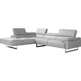 Ecksofa Egoitaliano, B:300cm H:94cm T:107cm, grau, Leder »BULL« (echtes Rindsleder). Geschliffenes, pigmentiertes und behandeltes Rindsleder mit