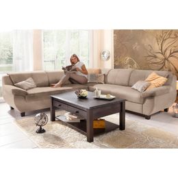 Home Affaire Ecksofa "Yesterday L-Form, B/T: 254/91 cm, belastbar bis 140kg/ Sitz", B/H/T: 254cm x 80cm x 91cm, Microfaser, beige, Antikleder-Optik