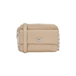 Calvin Klein Damen Umhängetasche "CK CAMERA BAG W/POCKET", beige, Lederimitat, Polyester, Taschen, Abendtasche, Schulterriemen Gliederkette,