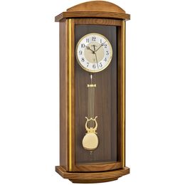AMS Funk-Pendelwanduhr, B/H/L: 26cm x 16cm x 66cm, braun, Wanduhren, Quarzuhr, Wohnzimmer, Esszimmer, Erle, Schlagwerk
