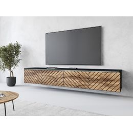 Lowboard Inosign, B:180cm H:30cm T:33cm, schwarz, Wohnzimmer, Sideboards, "Vera, wahlweise mit oder ohne Beleuchtung", gefr&auml;ste MDF Front mit 3D