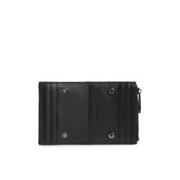 Calvin Klein Damen Kartenetui "CK MUST CARDHOLDER", schwarz, Leder, unifarben, Kleinlederwaren, Slim Wallet Herren, Mini Geldbörse mit Logo-Schriftzug