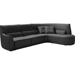 Ecksofa Egoitaliano, B:330cm H:88cm T:205cm, schwarz, Leder »BULL« (echtes Rindsleder). Geschliffenes, pigmentiertes und behandeltes Rindsleder mit