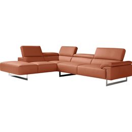 Ecksofa Egoitaliano, B:300cm H:94cm T:107cm, rot, Leder »BULL« (echtes Rindsleder). Geschliffenes, pigmentiertes und behandeltes Rindsleder mit einer