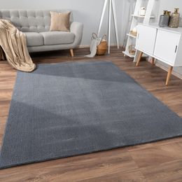 Teppich Paco Home, B:200cm H:16mm L:280cm, grau, Polyester, Wohnzimmer, Teppiche, "Sevilla 521", Kurzflor, Uni Farben, weich & kuschelig, Hoch-Tief