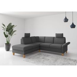 Ecksofa Home Affaire, B:240cm H:90cm T:216cm, grau, 95% Polyester 5% Polyamid, Wohnzimmer, Sofas, "Rochelle, L-Form", wahlweise mit