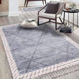Hochflor-Teppich Carpet City, B:160cm H:20mm L:230cm, blau, Polypropylen, Teppiche, "Valencia 909", L&auml;ufer, Boho-Stil, 3D-Effekt, Relief,