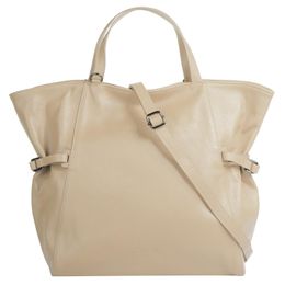 Samantha Look Damen Shopper, beige, Leder, leicht gl&auml;nzend, unifarben, Taschen, echt Leder, Made in Italy