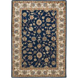 Wollteppich Theko, B:240cm H:14mm L:340cm, blau, Schurwolle, Wohnzimmer, Teppiche, "Royal Ziegler 503", reine Wolle, handgetuftet, Orient-Optik, mit