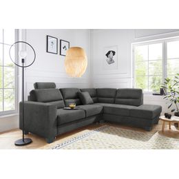 Ecksofa Trendmanufaktur, B:245cm H:85cm T:203cm, grau, Wohnzimmer, Sofas, "Chamber, zeitlos & elegant, bequem, L-Form", inklusive einer Kopfstütze,