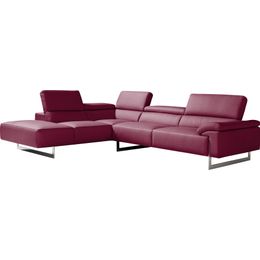 Ecksofa Egoitaliano, B:300cm H:94cm T:107cm, lila, Leder NUVOLE (Echtes Rindsleder). Halbnatürliches, halbnarbiges Rindsleder mit einer natürlichen