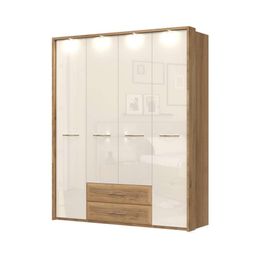 Kleiderschrank Home Affaire, B:182cm H:224cm T:56cm, beige, MDF, Spanplatte, Schlafzimmer, Schränke, "Gala, beige hochglänzend UV lackiert,