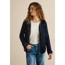 Cecil Damen Sweatjacke, blau, Gr. XS, unifarben, Sweatware, Obermaterial: 63% Polyester, 32% Viskose, 5% Elasthan; Futter: 100% Viskose, Sweatjacken,