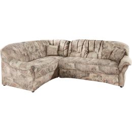 Ecksofa DOMO collection, B:256cm H:91cm T:200cm, braun, Luxus-Microfaser (100% Polyester), mit Muster;Struktur (100% Polyester), Wohnzimmer, Sofas,