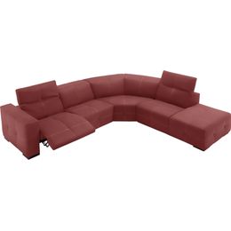 Ecksofa Egoitaliano, B:300cm H:100cm T:274cm, rot, Leder »BULL« (echtes Rindsleder). Geschliffenes, pigmentiertes und behandeltes Rindsleder mit