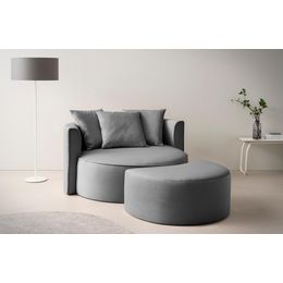 XXL-Sessel, B:153cm H:98cm T:208cm, grau, LeGer Home by Lena Gercke, Sessel, "ISALIE, Rundsessel mit Hocker, Lesesessel, Loveseat, Big-Sessel",