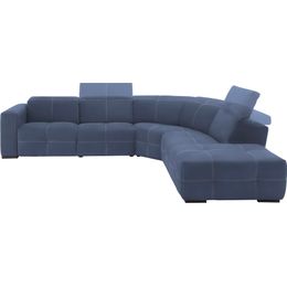 Ecksofa Egoitaliano, B:300cm H:100cm T:274cm, blau, Leder »BULL« (echtes Rindsleder). Geschliffenes, pigmentiertes und behandeltes Rindsleder mit