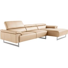 Ecksofa Egoitaliano, B:287cm H:94cm T:165cm, beige, Leder »BULL« (echtes Rindsleder). Geschliffenes, pigmentiertes und behandeltes Rindsleder mit