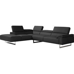 Ecksofa Egoitaliano, B:300cm H:94cm T:107cm, schwarz, Leder »BULL« (echtes Rindsleder). Geschliffenes, pigmentiertes und behandeltes Rindsleder mit