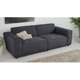 3-Sitzer Home Affaire, B:228cm H:75cm T:96cm, grau, 100% Polyester, Sofas, "Avelin, 228 cm, Chenille, Struktur-Boucle", mit Wellenunterfederung,
