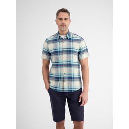 Lerros Herren Kurzarmhemd "Lerros Halbarmhemd mit Karomuster", blau, Gr. S, 100% Baumwolle, Hemden