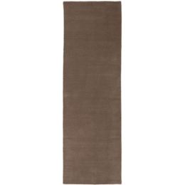 Wollteppich CarpetFine, B:60cm H:14mm L:180cm, grau, Wolle, Teppiche, "Gabbeh Lola Uni", mit natürlichem Pflanzenmaterial von Hand gewebt, auch in