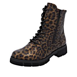 Schnürstiefelette Remonte, Damen, Gr. 38, leo antik, Lederimitat, metallic, Schuhe, Schnürboots, Stiefelette, Profilsohle, mit Glitzer-Schnürsenkel