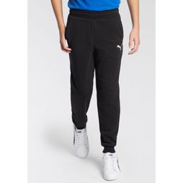 Puma Jungen Jogginghose "ESS+ LOGO LAB CAT SWEATPANTS FL CL B", schwarz, Gr. 152, bedruckt, Fleece, Obermaterial: 66% Baumwolle, 34% Polyester, Hosen