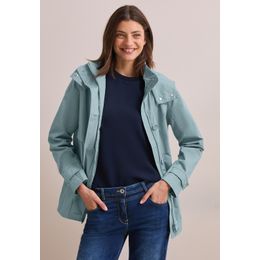 Cecil Damen Cargojacke, blau, Gr. XXL, unifarben, Web, Obermaterial: 100% Baumwolle; Futter: 100% Polyester, Jacken, mit Kapuze in Tasche am Nacken