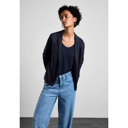 Street One Damen Kurzblazer, blau, Gr. 46, unifarben, Stoff, Oberstoff: 60% Viskose, 35% Polyamid, 5% Elasthan; Futter: 100% Polyester, Blazer, mit