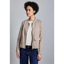 Street One Damen Blouson, beige, Gr. 42, unifarben, Stoff, Obermaterial: 74% Viskose, 26% Polyester; Futter: 100% Polyester, Jacken, aus softer