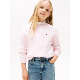 Tommy Hilfiger M&auml;dchen Strickpullover "CABLE SWEATER", rosa, Gr. 8, unifarben, Strick, Obermaterial: 100% Baumwolle, Pullover, f&uuml;r Kinder bis 16