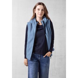 Cecil Damen Steppweste, blau, Gr. XXL, unifarben, Stoff, 100% Polyester, Westen, mit Kapuze mit Tunnelzugband