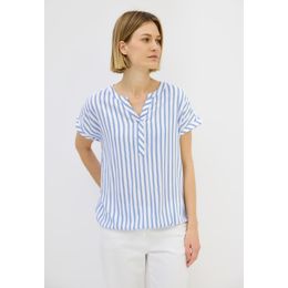 Shirtbluse Cecil, Damen, Gr. L (42), blau (deep pastel blau), Stoff, 100% Viskose, gestreift, normal normal, V-Ausschnitt, abgesteppt, Blusen