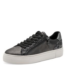 Tamaris Damen Plateausneaker, Gr. 37, silber, Lederimitat, Synthetik, Textil, Glitzer, animal-print, metallic, Schuhe, Freizeitschuh, Halbschuh,