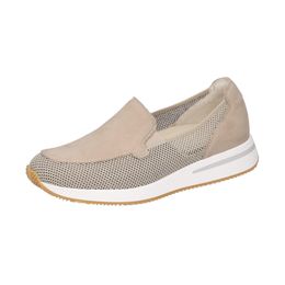 Waldläufer WALDLÄUFER Damen Slipper "H-Agnes", Gr. 4,5, beige, Nubukleder, Textil, Schuhe, Schlupfschuh, Komfortschuh, Freizeitschuh, Weite H (=sehr weit)