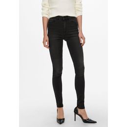 Only Damen Skinny-fit-Jeans "ONLROYAL LIFE HW SK DNM", schwarz, Gr. S, Abriebeffekte, Denim/Jeans, Obermaterial: 69% Baumwolle, 29% Polyester, 2%