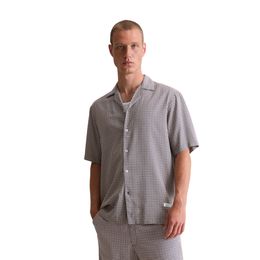 Marc O'Polo Herren Kurzarmhemd "aus softer Viskose", blau, Gr. L, MARC O'POLO DENIM, bedruckt, Obermaterial: 100% Viskose, Hemden