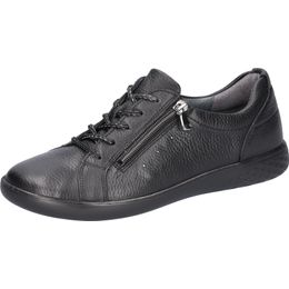 Waldläufer WALDLÄUFER Damen Schnürschuh "H-CLOE", Gr. 7, schwarz, Nappaleder, Textil, unifarben, Schuhe, Sneaker, Halbschuh, Bequemschuh in Komfortweite H (=