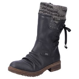 Rieker Damen Winterstiefel, Gr. 37, schwarz, Lederimitat, Textil, Schuhe, Winterboots, Profilsohle, Warmfutter, mit Rieker-TEX