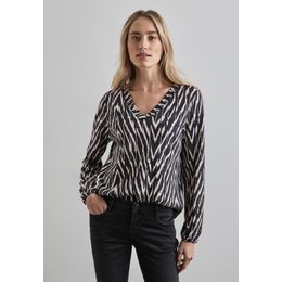 Street One Damen Langarmshirt, schwarz, Gr. 36, bedruckt, Web, 50% Baumwolle, 50% Modal, Shirts, im soften Baumwoll-Mix