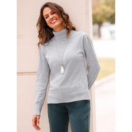 Inspirationen Damen Rollkragenpullover "Pullover", grau, Gr. 44, unifarben, 100% Baumwolle, Pullover