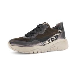 Gabor Damen Plateausneaker, Gr. 42, rosa, Glattleder, Veloursleder, animal-print, metallic, Schuhe, Schn&uuml;rschuh, Halbschuh mit modischen