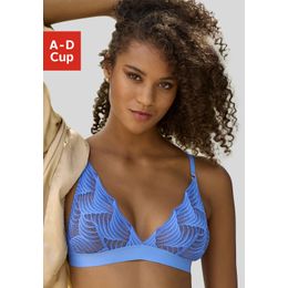 Lascana Damen Bralette "Marla", Gr. 70, blau, Spitze, Obermaterial: 91% Polyamid, 9% Elasthan, BHs, ohne Bügel aus einzigartiger Spitze, Dessous