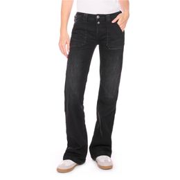Damen Bequeme Jeans "FLARE", schwarz, Gr. 25, Le Temps Des Cerises, unifarben, 95% Baumwolle, 4% Polyester, 1% Elasthan, Jeans, mit stylischem