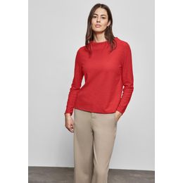 Street One Damen Langarmshirt, rot, Gr. 46, unifarben, Web, 40% Baumwolle, 40% Polyester, 20% Viskose, Shirts, im angenehmen Materialmix
