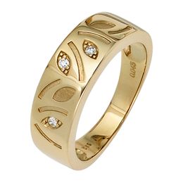 Jobo Damen Diamantring, 52, SI = kleine Einschlüsse, Diamanten Gelbgold 585, gelb, Diamanten, Gelbgold 585, Fingerringe, 585 Gold mit 3 Diamanten