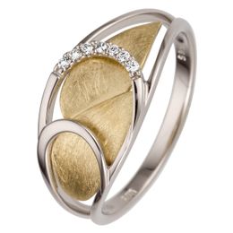 Jobo Damen Fingerring, 50, SI = kleine Einschl&uuml;sse, Diamanten Gelbgold 585 Wei&szlig;gold 585, gelb, Diamanten, Gelbgold 585, Wei&szlig;gold 585, Fingerringe,